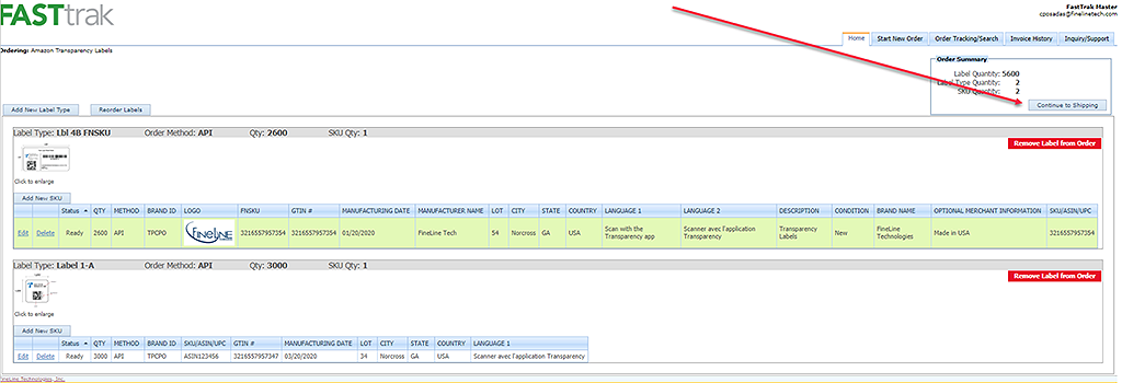 User Guide for Bulk Label Order API Method - FineLine Tech